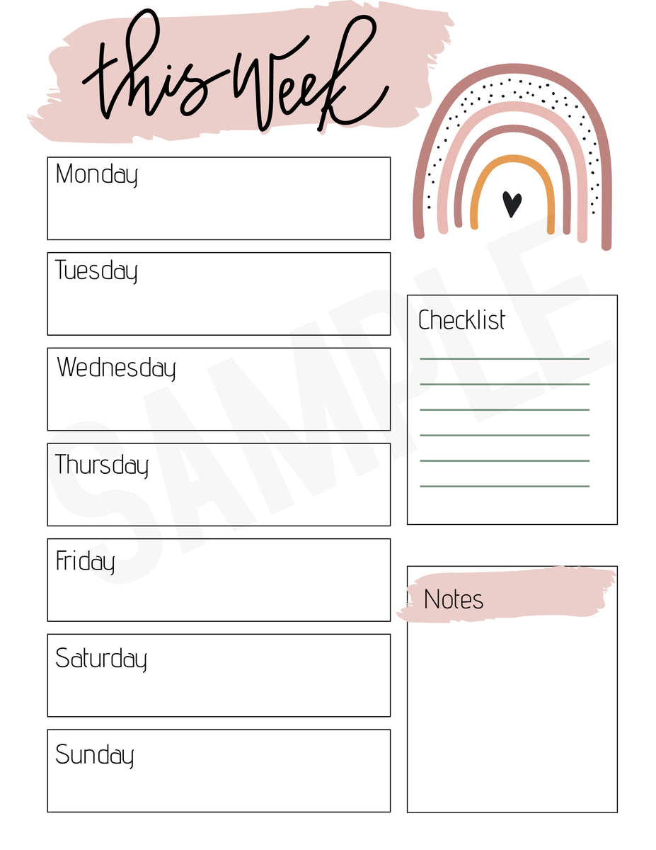Rainbow Weekly Planner – BellaToons