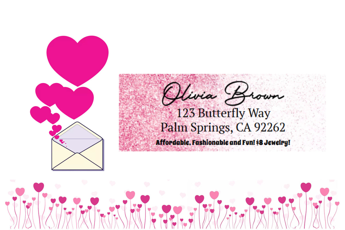 Pink Glitter Address Labels – BellaToons