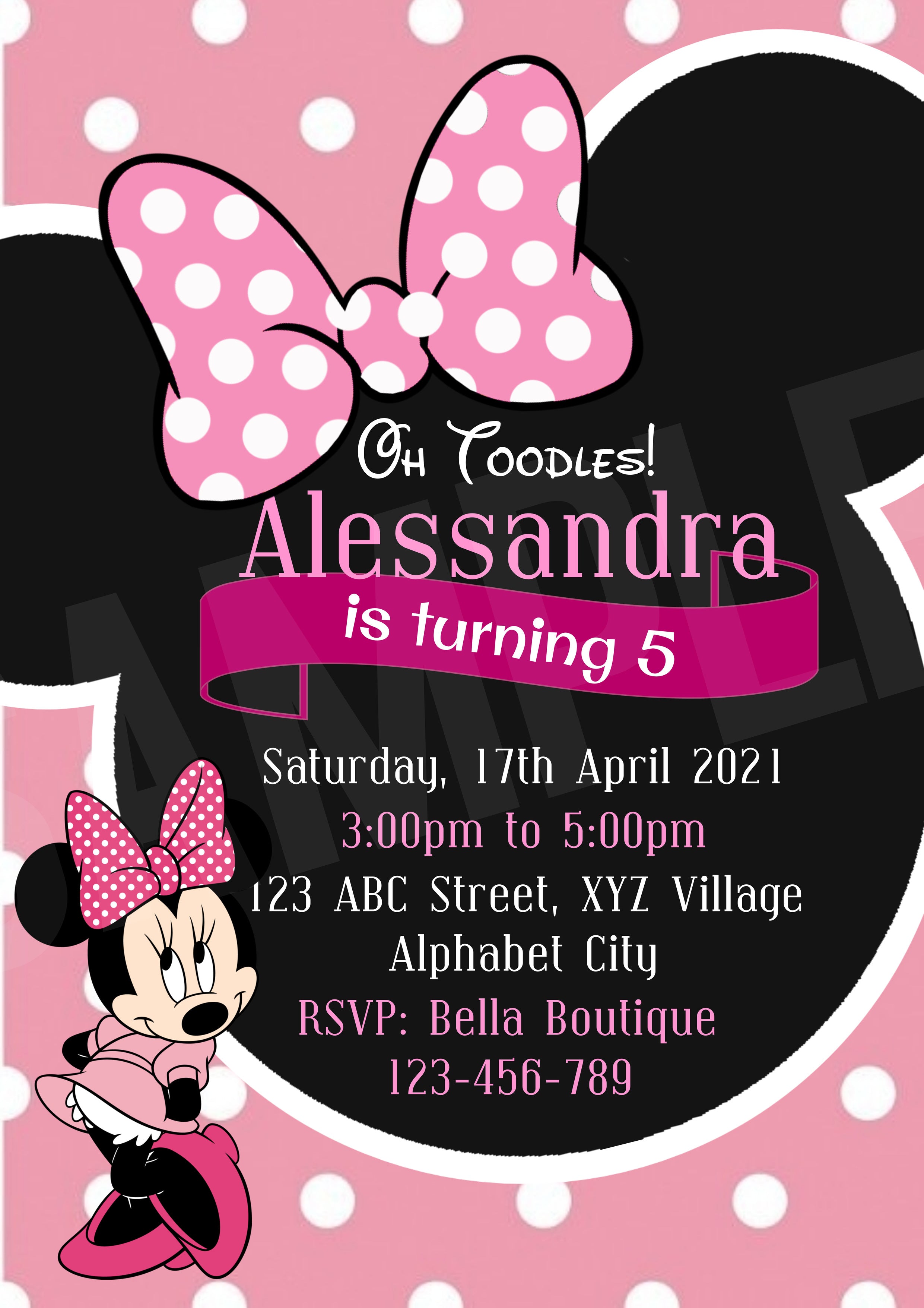 Minnie Mouse Invitations EDITABLE Mouse Birthday Invitation, Girls 2nd